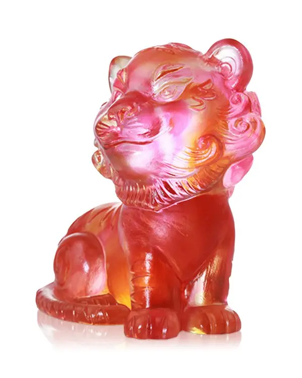 LIULI Ruyi's Twelve Blessings Unstoppable As The Wind Crystal Glass Sculpture - Amber/gold/red/clear