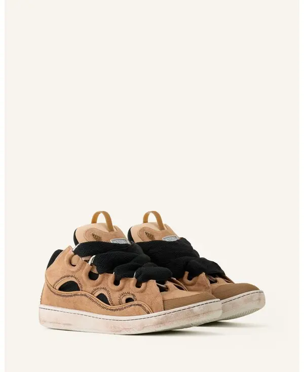 LANVIN Curb Canvas Sneakers With Topstitching