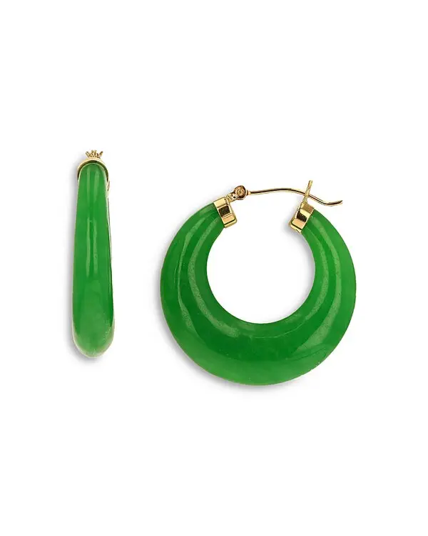 MOON & MEADOW 14k Yellow Carved Jade Hoop Earrings - Gold