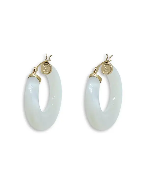 MOON & MEADOW 14k Yellow Mother Of Pearl Inlay Hoop Earrings - Gold