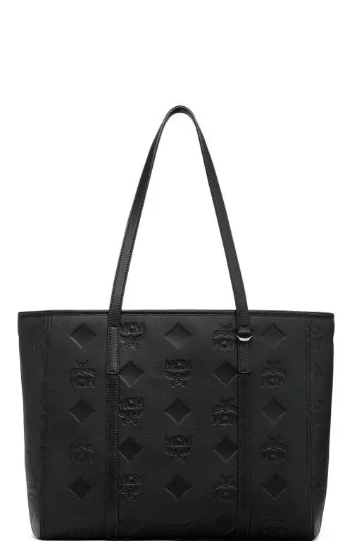 Mcm Medium Toni Top-zip Shopper In Maxi Monogram Leather - Black