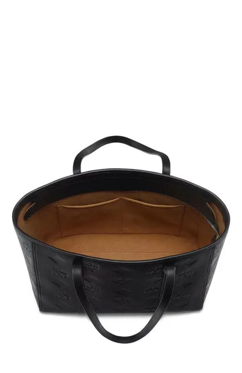 Mcm Medium Toni Top-zip Shopper In Maxi Monogram Leather - Black