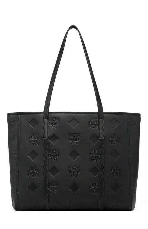 Mcm Medium Toni Top-zip Shopper In Maxi Monogram Leather - Black