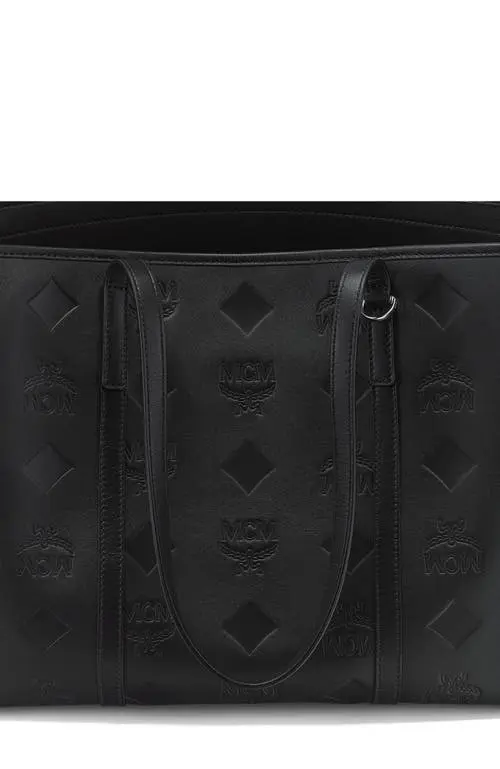 Mcm Medium Toni Top-zip Shopper In Maxi Monogram Leather - Black