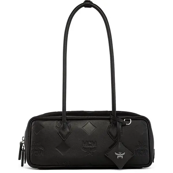Mcm Maxi Monogram Leather East West Shoulder Bag - Black