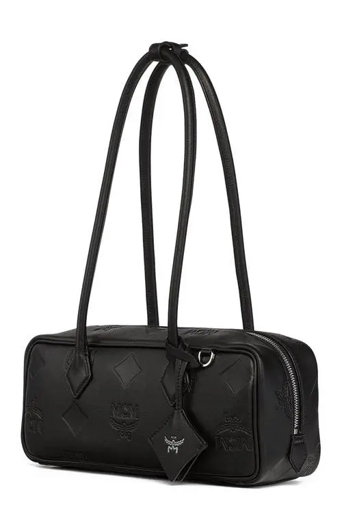 Mcm Maxi Monogram Leather East West Shoulder Bag - Black