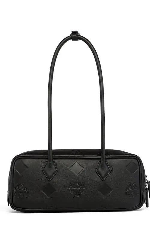 Mcm Maxi Monogram Leather East West Shoulder Bag - Black