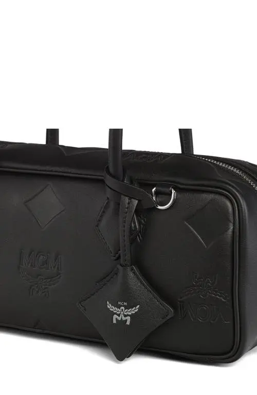 Mcm Maxi Monogram Leather East West Shoulder Bag - Black