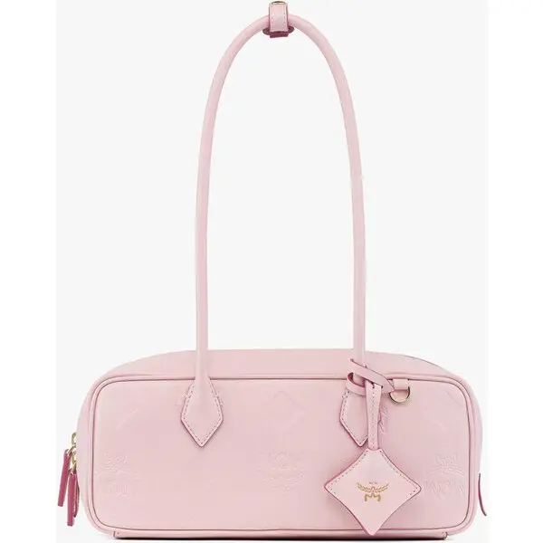 Mcm Maxi Monogram Leather East West Shoulder Bag - Lotus Pink