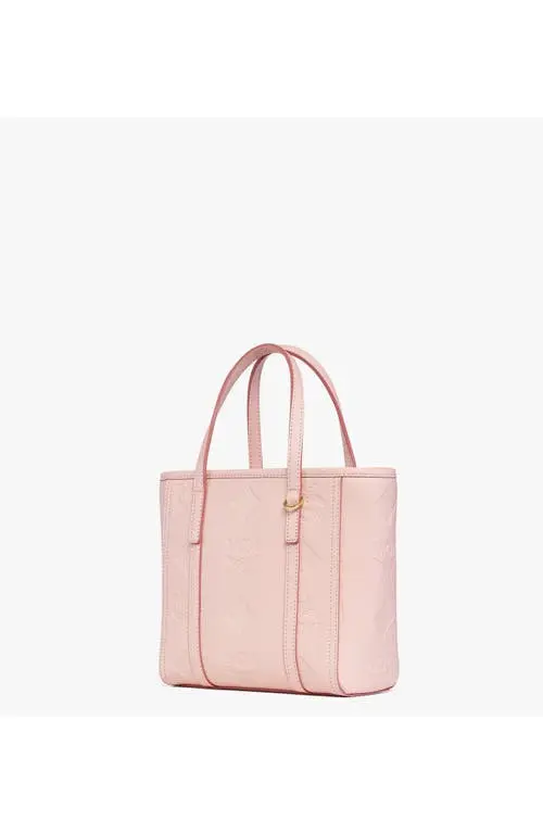 Mcm Mini Toni Top-zip Shopper In Maxi Monogram Leather - Lotus Pink