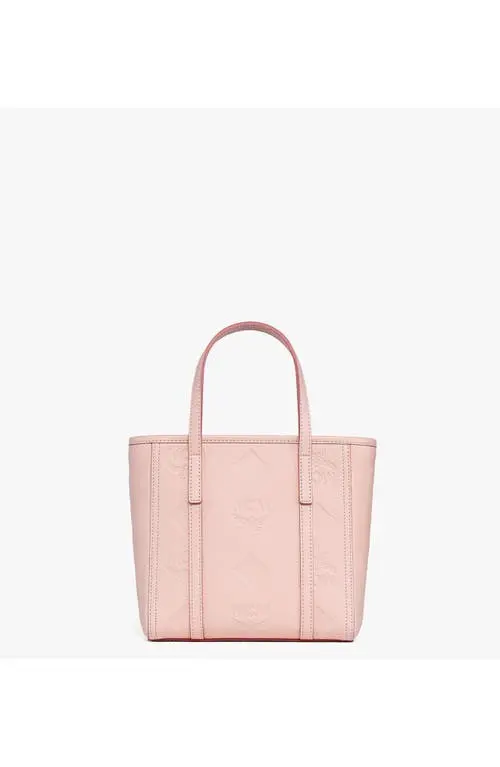 Mcm Mini Toni Top-zip Shopper In Maxi Monogram Leather - Lotus Pink
