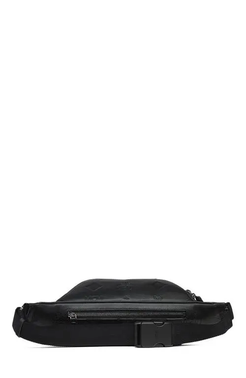 Mcm Medium Fursten Belt Bag In Maxi Monogram Leather - Black