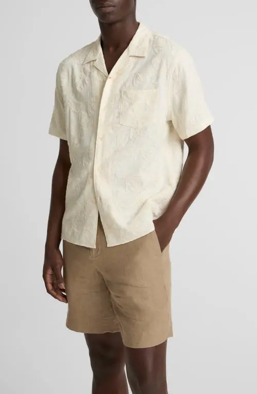 Vince Embroidered Floral Camp Shirt