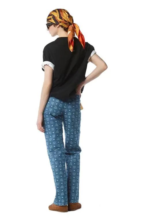 Mcm Monogram Denim Jacquard Jeans - Blue