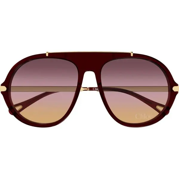 Chloé 58mm Gradient Aviator Sunglasses - Burgundy