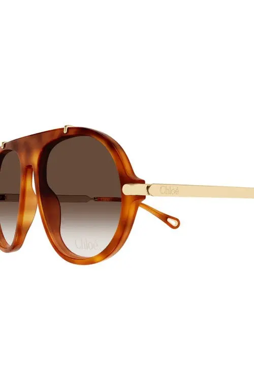 Chloé 58mm Gradient Aviator Sunglasses - Havana