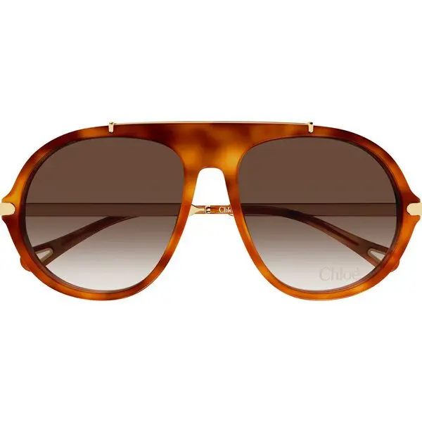 Chloé 58mm Gradient Aviator Sunglasses - Havana