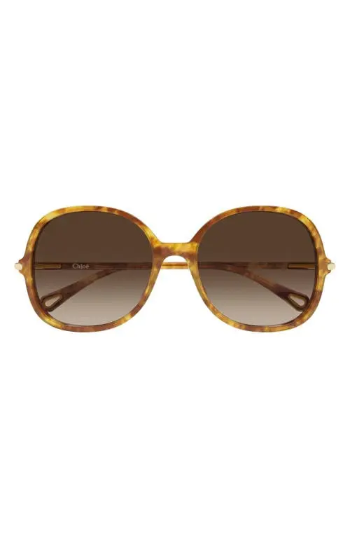Chloé 57mm Round Frame Sunglasses - Shiny Havana Blonde