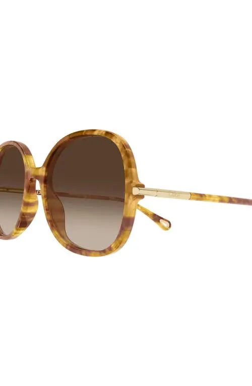 Chloé 57mm Round Frame Sunglasses - Shiny Havana Blonde