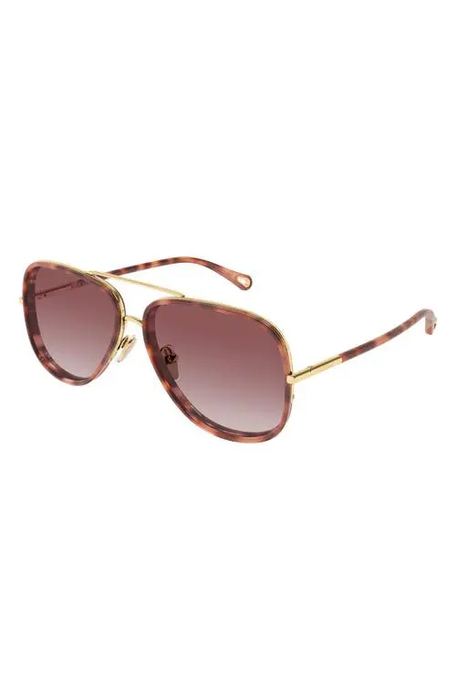 Chloé 60mm Navigator Sunglasses - Gold