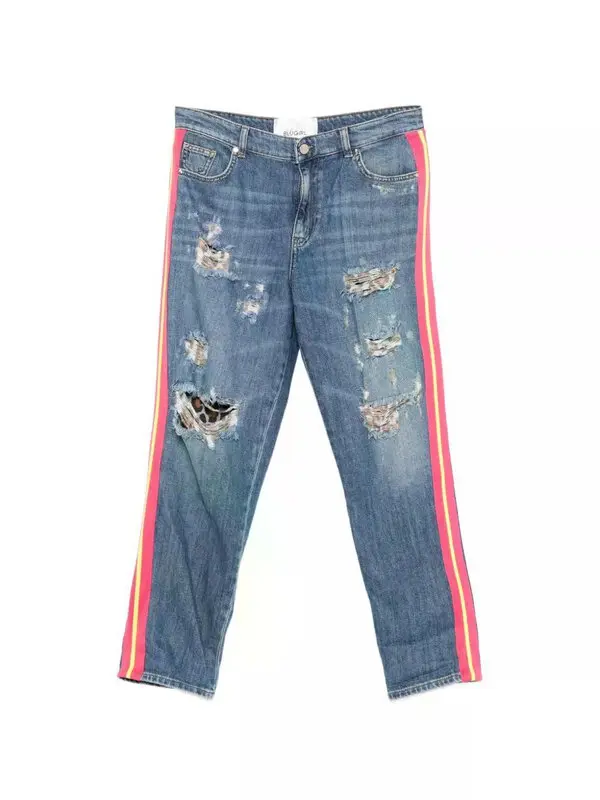 BLUGIRL Striped Distressed Jeans