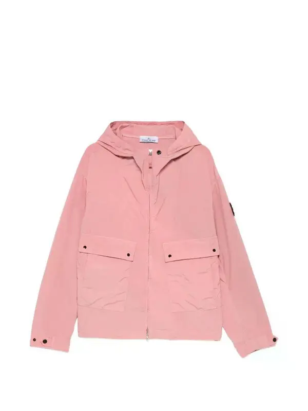 Stone Island Hooded Light Jacket With Flap Pockets - Pink