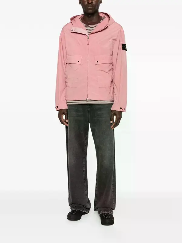 Stone Island Hooded Light Jacket With Flap Pockets - Pink
