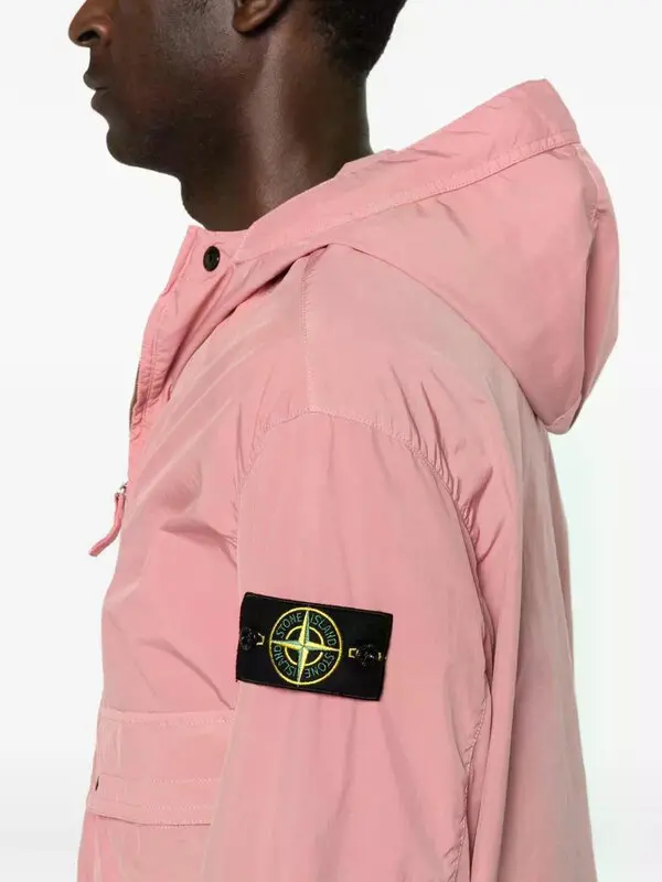 Stone Island Hooded Light Jacket With Flap Pockets - Pink