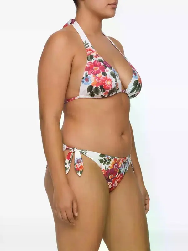 Dolce & Gabbana Flower Bouquet-print Padded Triangle Bikini - White