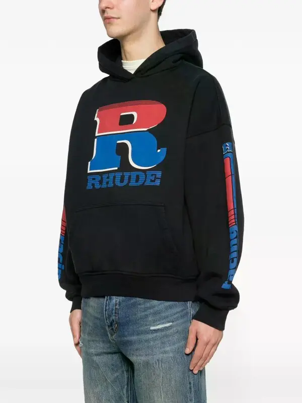 Rhude Logo Graphic Hoodie - Black