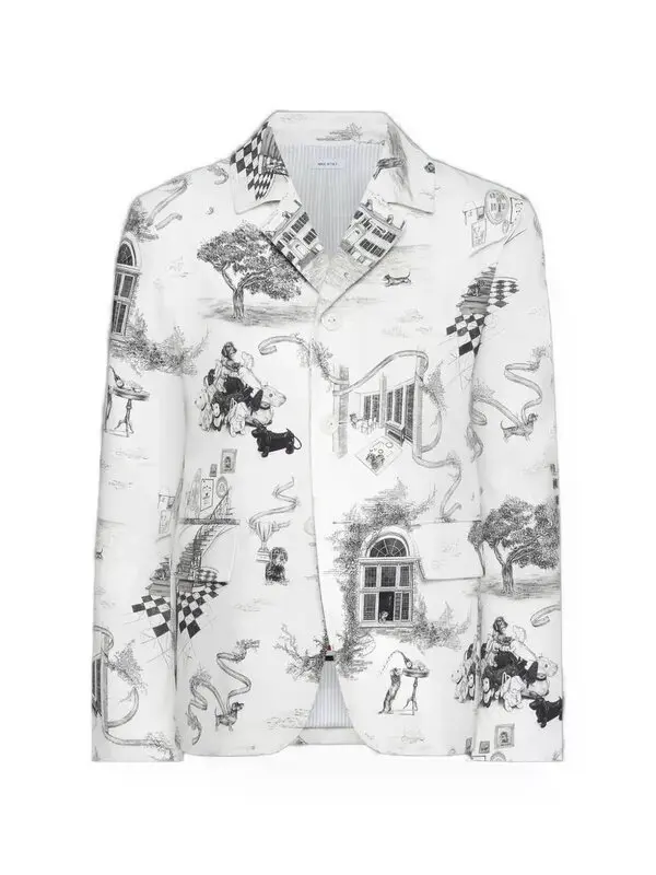 Thom Browne Hector Toile Print Cutaway Jacket