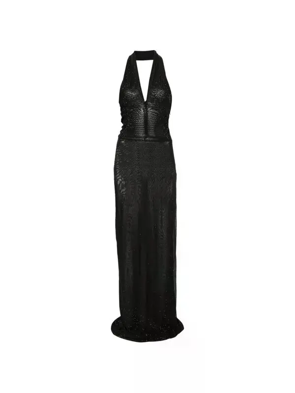 GENNY Embellished Halter Maxi Dress