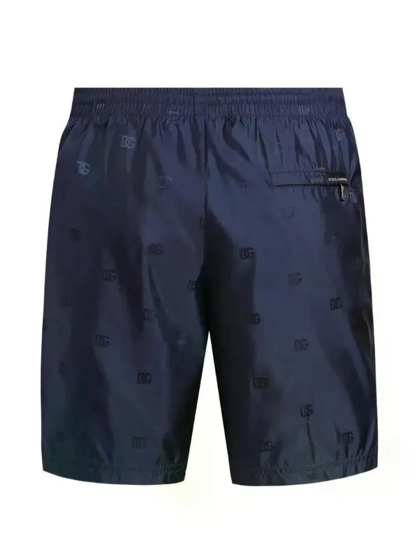 Dolce & Gabbana Medium Swim Boxer Shorts In Logo Jacquard - Blue