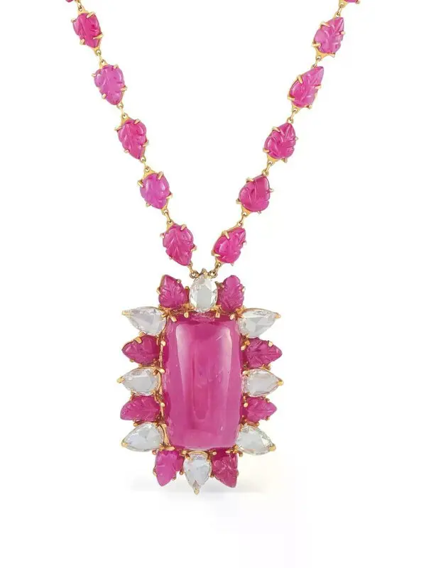 LB EXCLUSIVE Diamond And Ruby Pendant Necklace - Gold