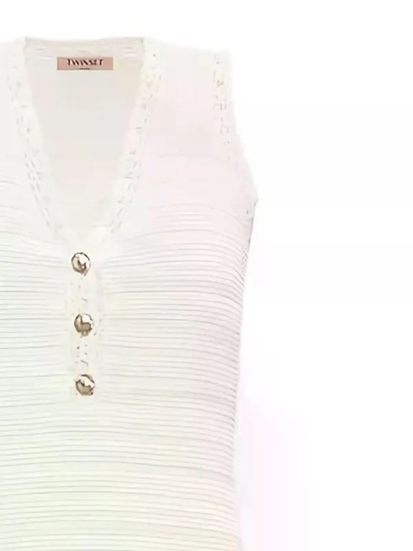 TWINSET Sleeveless Knit Dress With Crochet Detail