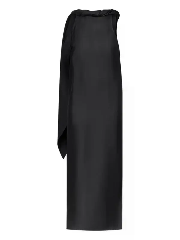 Loulou De Saison Twisted-collar Midi Dress - Black