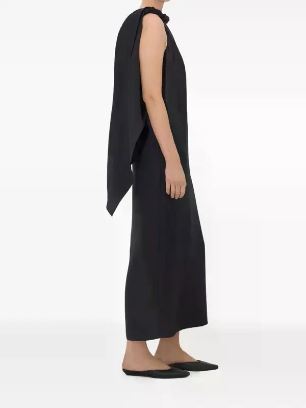 Loulou De Saison Twisted-collar Midi Dress - Black