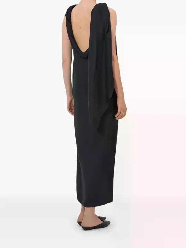 Loulou De Saison Twisted-collar Midi Dress - Black