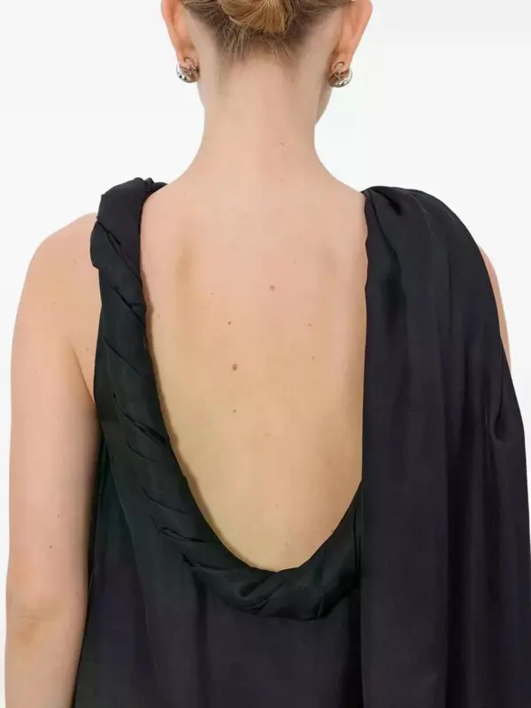 Loulou De Saison Twisted-collar Midi Dress - Black