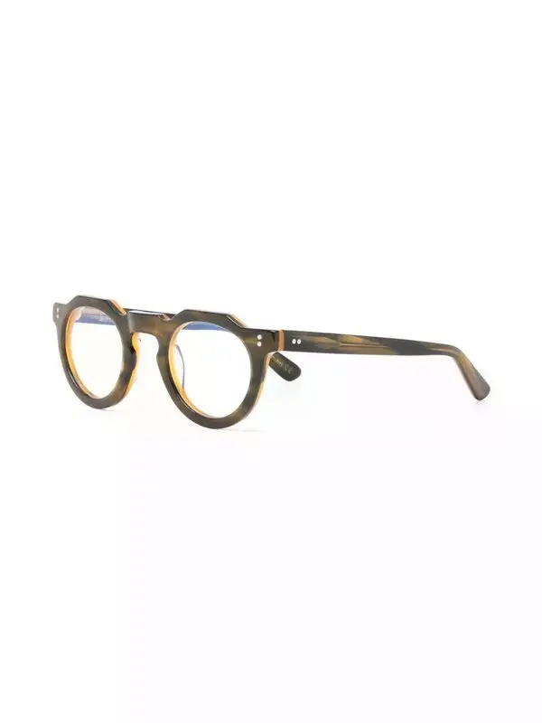 LESCA Tortoiseshell Round-frame Glasses