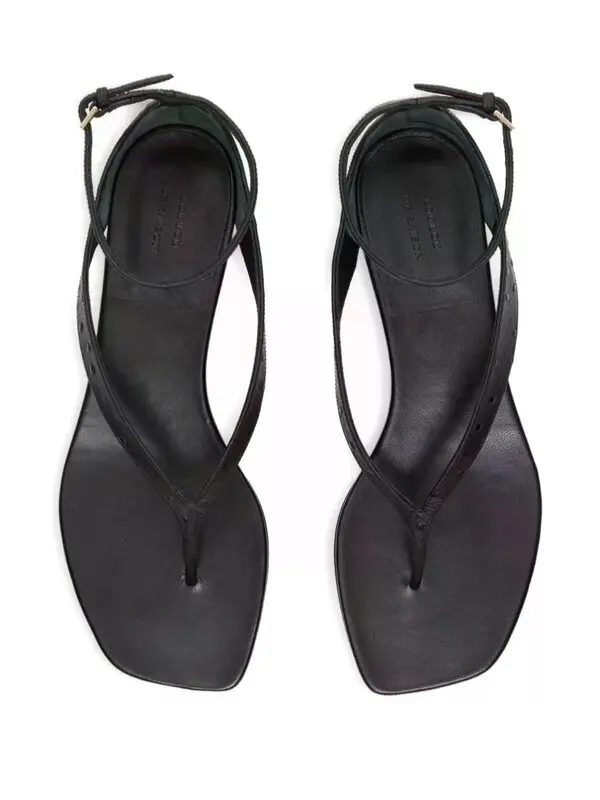 Loulou De Saison Niham Textured Ankle-strap Sandals - Black