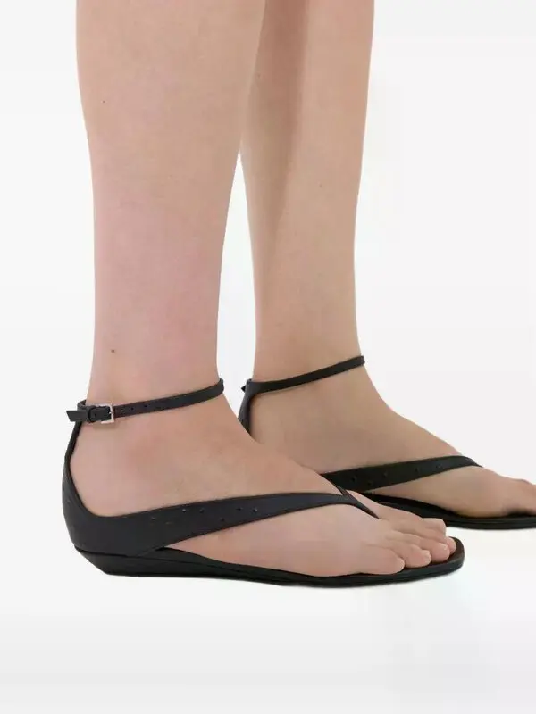 Loulou De Saison Niham Textured Ankle-strap Sandals - Black