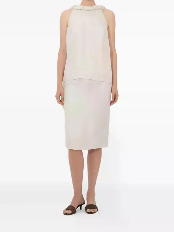Loulou De Saison Sleeveless Blouse With Twisted Collar - Neutrals