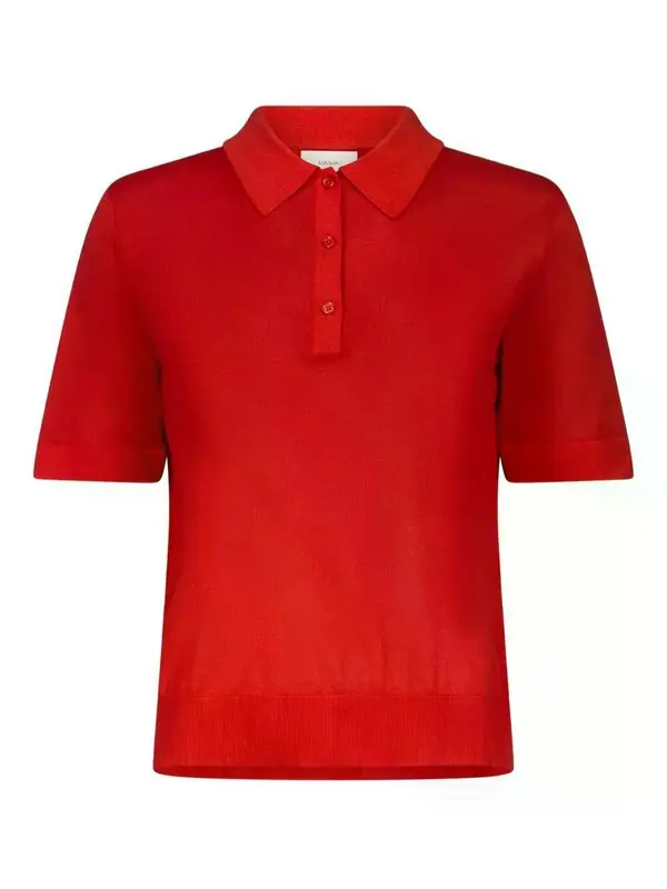 Loulou De Saison Migo Button Ribbed Polo Shirt - Red
