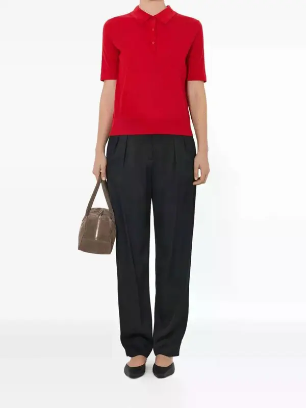 Loulou De Saison Migo Button Ribbed Polo Shirt - Red