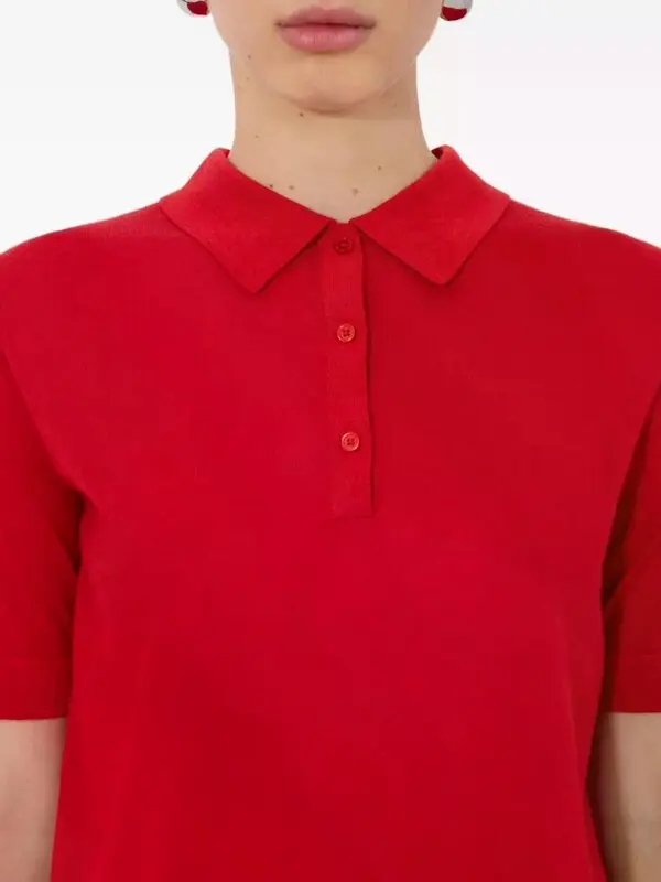 Loulou De Saison Migo Button Ribbed Polo Shirt - Red