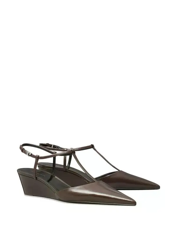 Tory Burch Gigi T-strap Wedge - Brown