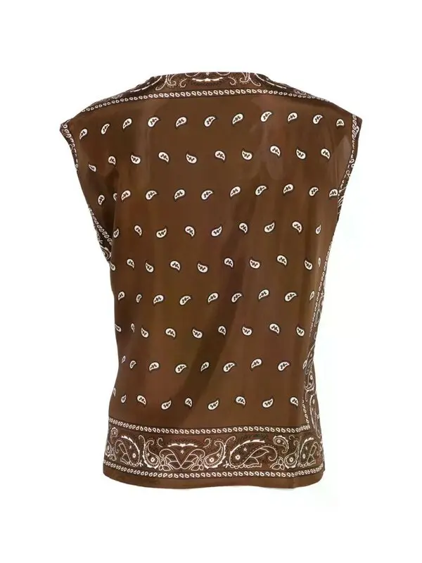 P.a.r.o.s.h Bandana Print Blouse With Tie Detail - Brown