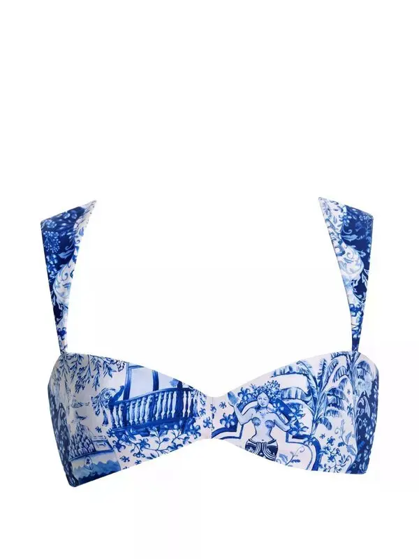Agua Bendita Malory Placement Print Bikini Top - Blue