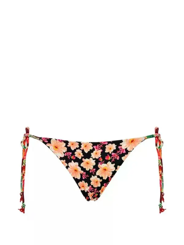 Agua Bendita Alegria Floral-pattern Bikini Bottom - Black